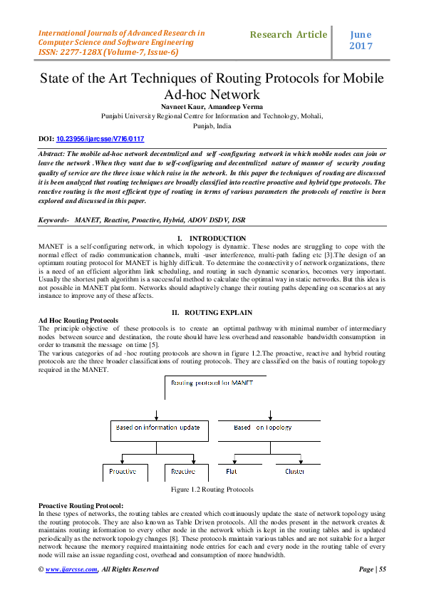 (PDF) State of the Art Techniques of Routing Protocols for Mobile Ad ...