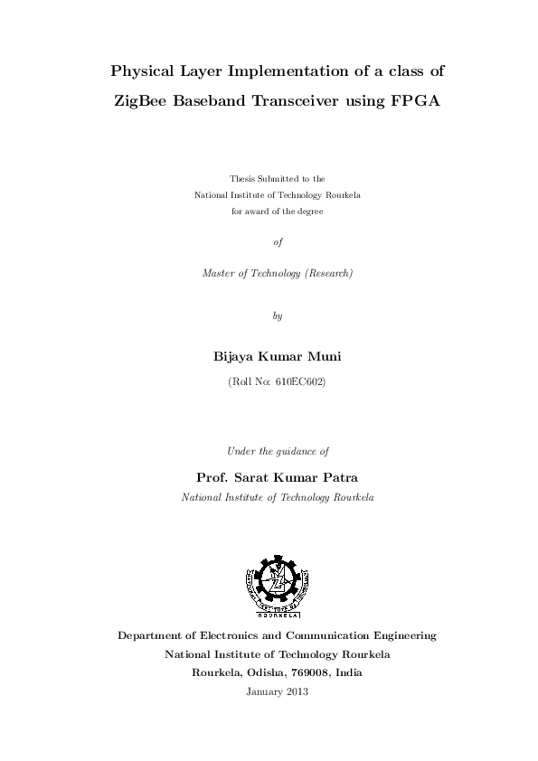 Pdf Physical Layer Implementation Of A Class Of Zigbee Baseband