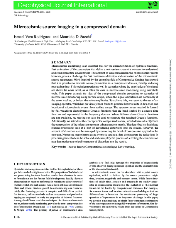 Pdf Microseismic Source Imaging In A Compressed Domain