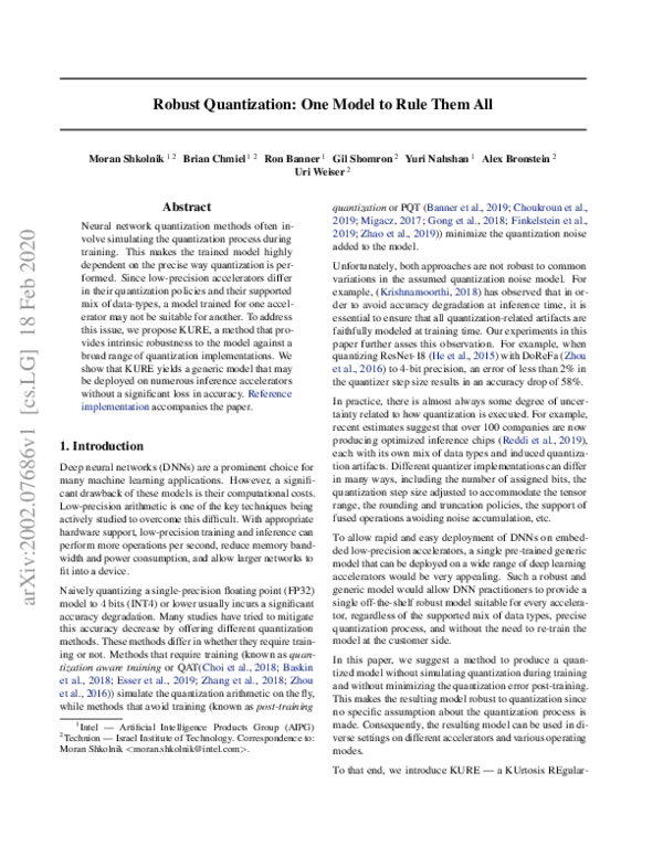 (PDF) Robust Quantization: One Model to Rule Them All