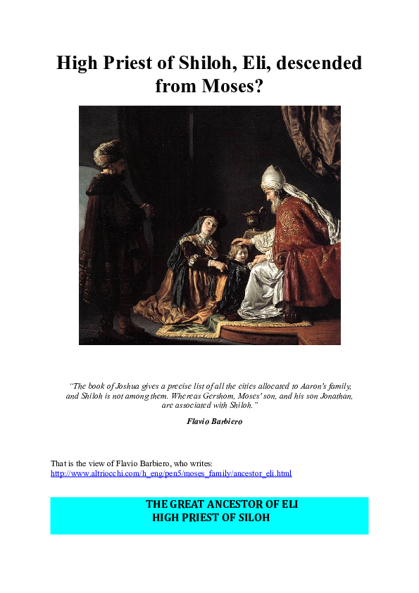 (DOC) High Priest of Shiloh, Eli, descended from Moses?