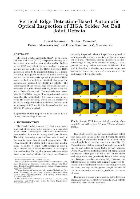 Pdf Vertical Edge Detection Based Automatic Optical Inspection Of Hga Solder Jet Ball Joint