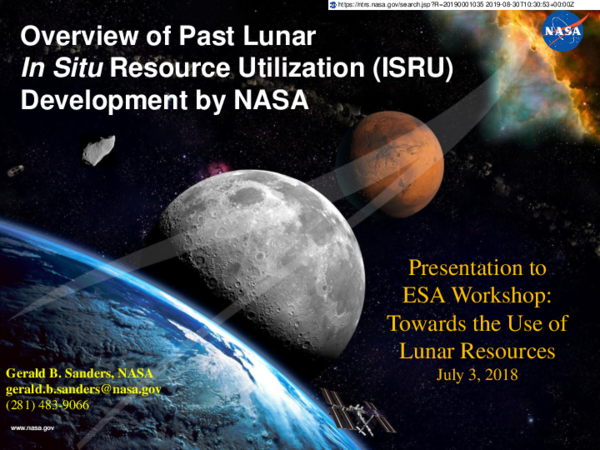Pdf In Situ Resource Utilization Isru Gerald Voecks