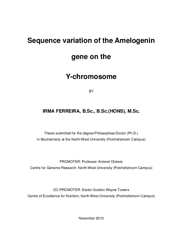 (PDF) Sequence variation of the amelogenin gene on the Y-chromosome