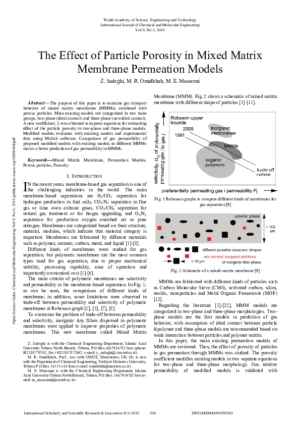 (PDF) The Effect of Particle Porosity in Mixed Matrix Membrane ...