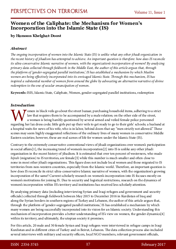 (PDF) Women of the Caliphate: The Mechanism for Women's incorporation ...