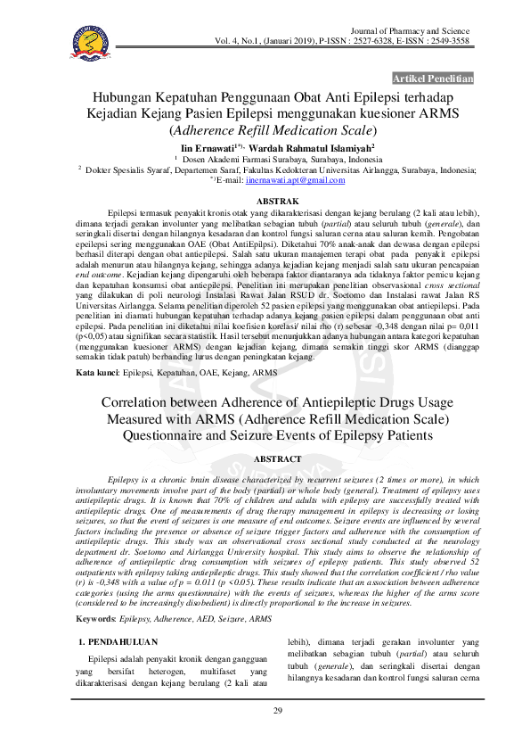 (PDF) Hubungan Kepatuhan Penggunaan Obat Anti Epilepsi terhadap Kejadian Kejang Pasien Epilepsi ...