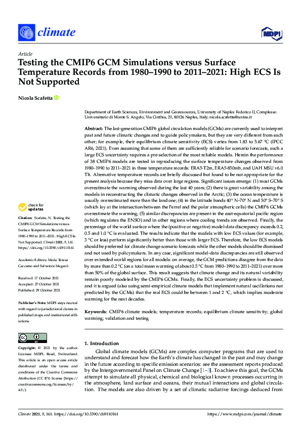 (PDF) Testing the CMIP6 GCM Simulations versus Surface Temperature ...