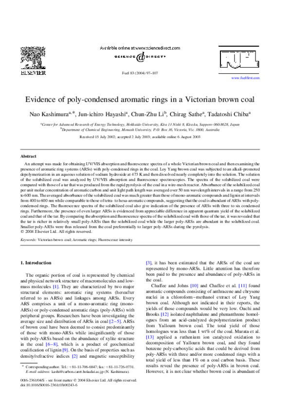 (PDF) Evidence of poly-condensed aromatic rings in a Victorian brown ...