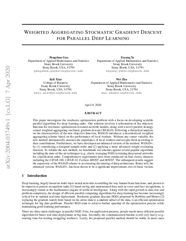 (PDF) Weighted Aggregating Stochastic Gradient Descent for Parallel ... (PDF) Weighted Aggregating Stochastic Gradient Descent for Parallel ...
