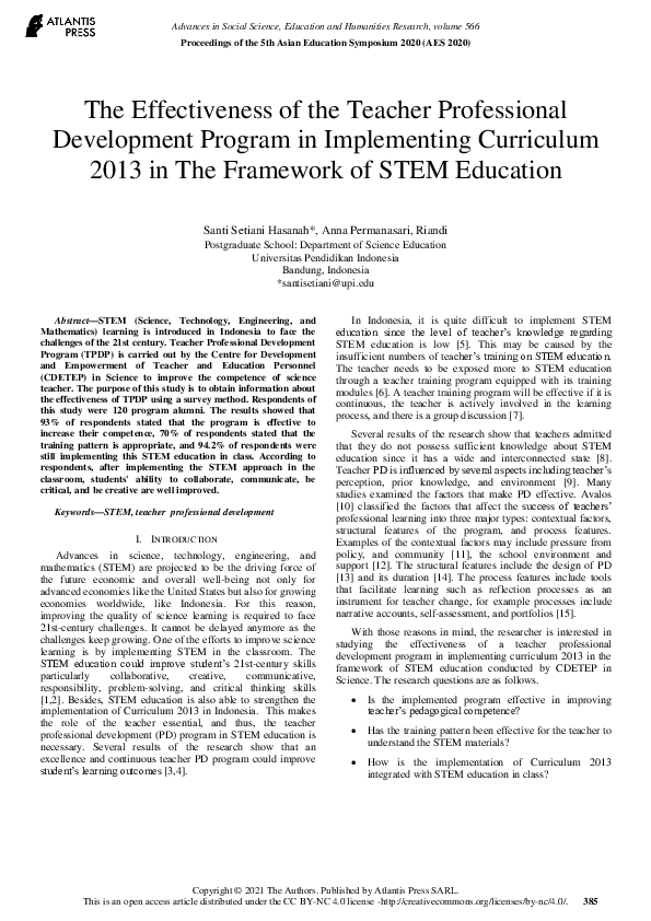 (PDF) The Effectiveness of the Teacher Professional Development Program ...