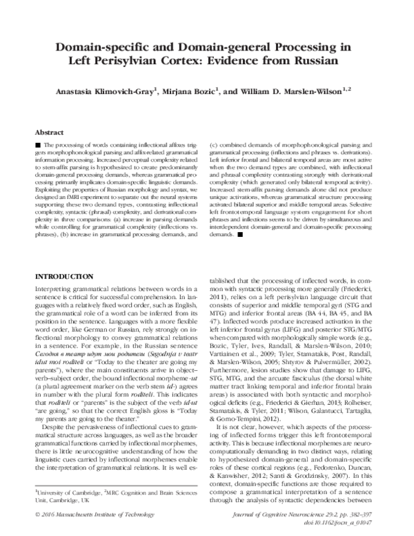 (PDF) Domain-specific and Domain-general Processing in Left Peri ...