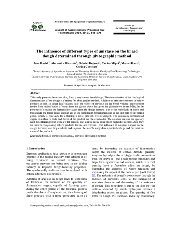 (PDF) The influence of different types of amylase on the bread dough ...