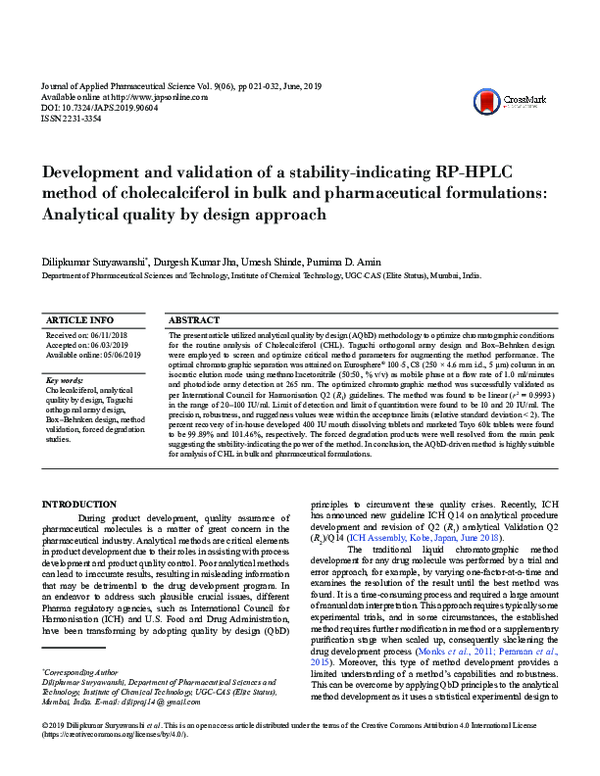 (PDF) Development and Validation of a Stability-Indicating LC Method for the Determination of ...