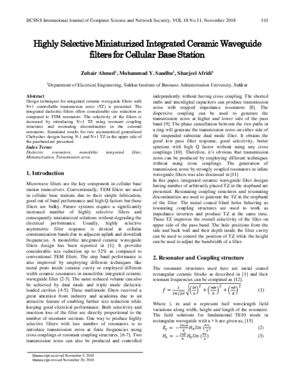 (PDF) Highly Selective Miniaturized Integrated Ceramic Waveguide ...