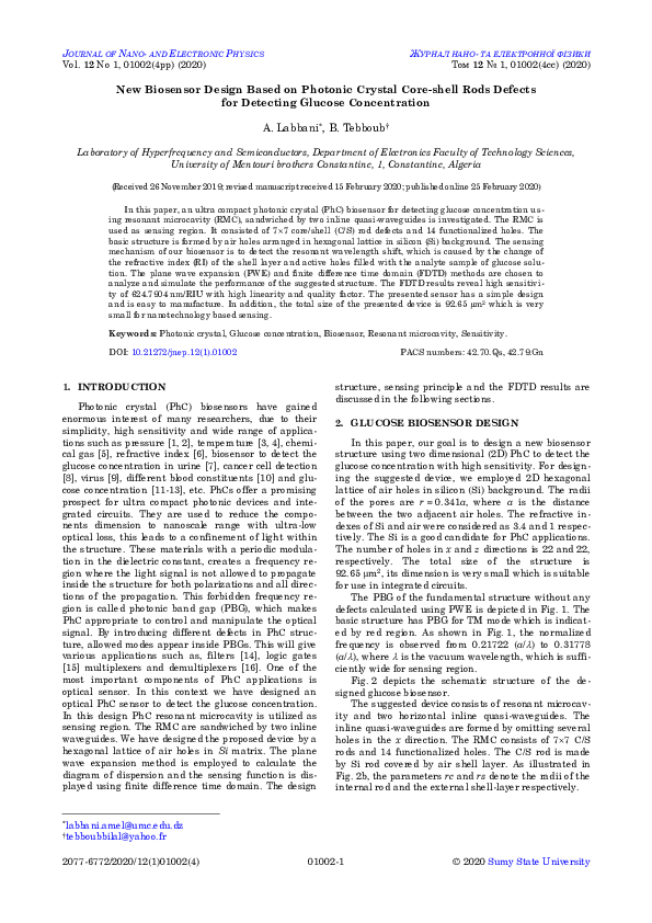 (PDF) New Biosensor Design Based on Photonic Crystal Core-shell Rods Defects for Detecting ...