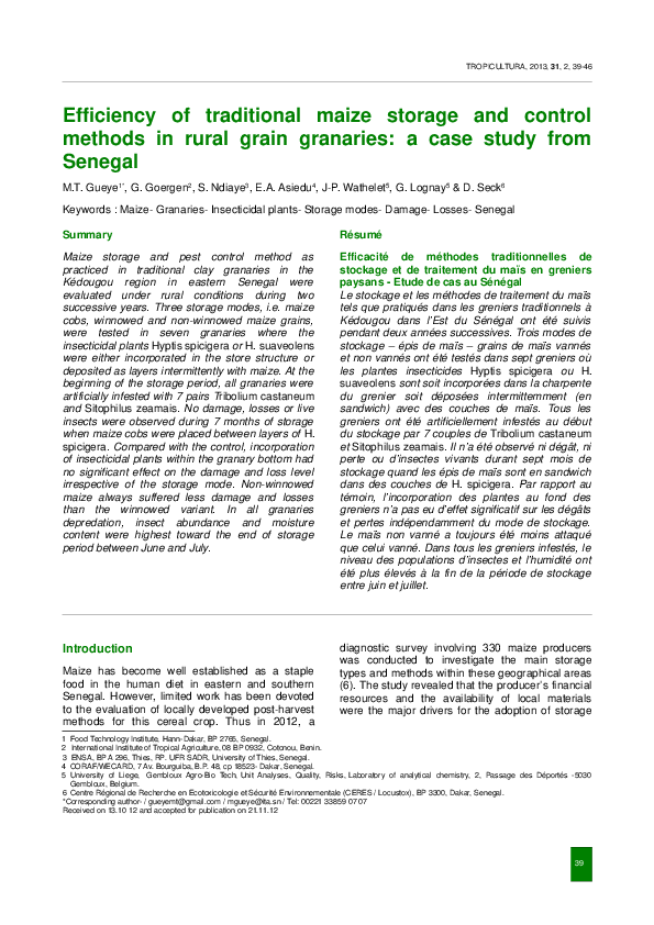 (PDF) Efficiency of traditional maize storage and control methods in ...