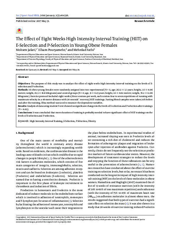 (PDF) The Effect of Eight Weeks High Intensity Interval Training (HIIT ...