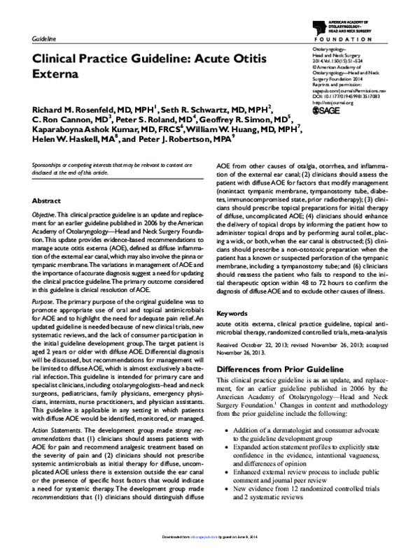 (PDF) Clinical practice guideline: acute otitis externa