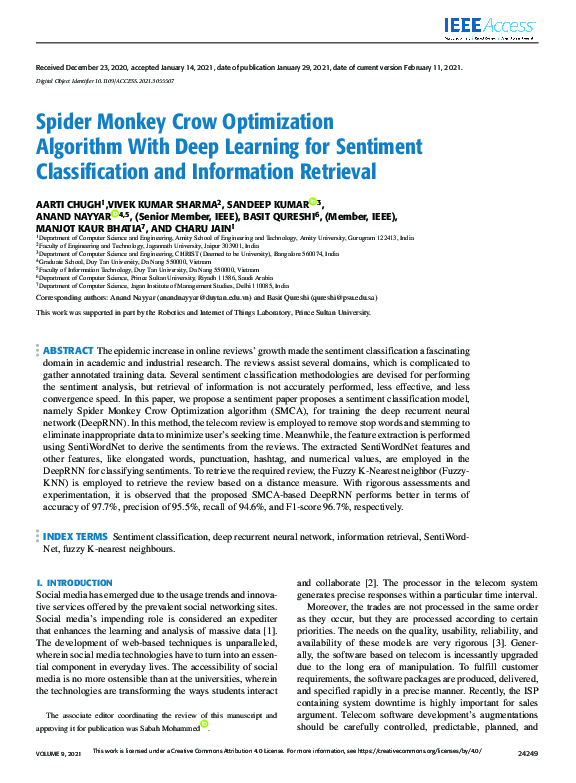 (PDF) Spider Monkey Crow Optimization Algorithm With Deep Learning for Sentiment Classification ...