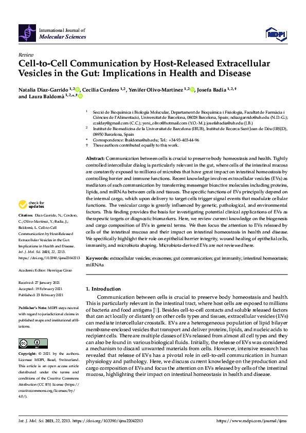 (PDF) Cell-to-Cell Communication by Host-Released Extracellular ...