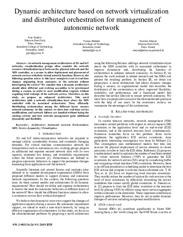 Pdf Dynamic Architecture Based On Network Virtualization And Distributed Orchestration For