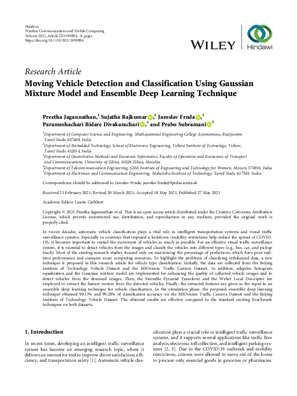 Pdf Moving Vehicle Detection And Classification Using Gaussian Mixture Model And Ensemble Deep