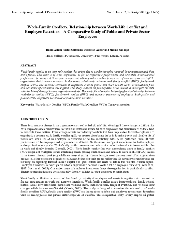 (PDF) Work-Family Conflicts: Relationship between Work-Life Conflict ...