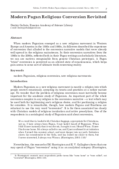 (PDF) Modern Pagan religious conversion revisited
