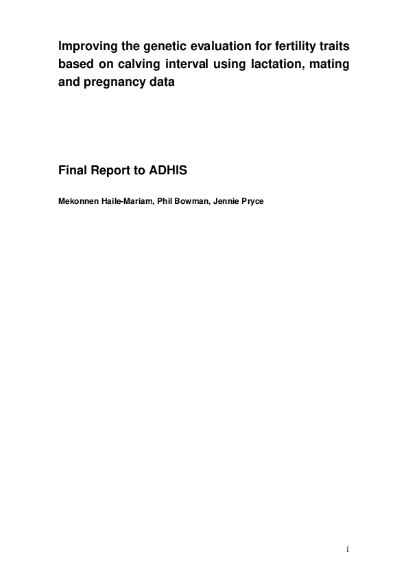 Pdf Improving The Genetic Evaluation For Fertility Traits Based On