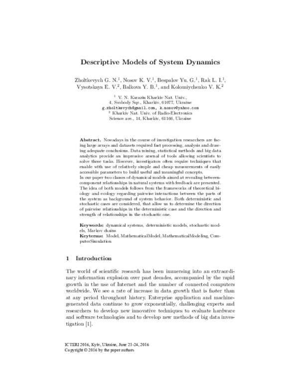 (PDF) Descriptive Models of System Dynamics