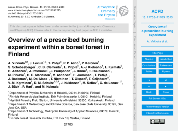 (PDF) Overview of a prescribed burning experiment