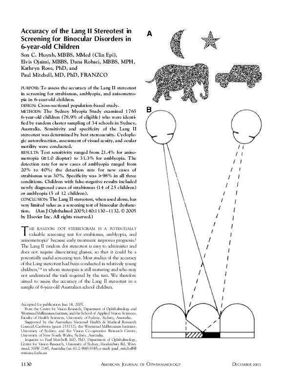 (PDF) Accuracy of the Lang II Stereotest in Screening for Binocular ...