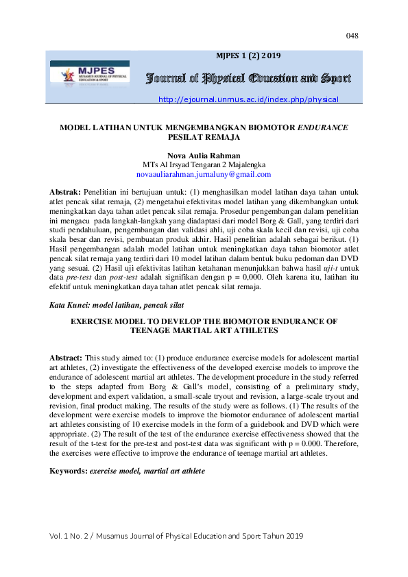 (PDF) Model Latihan Untuk Mengembangkan Biomotor Endurance Pesilat ...