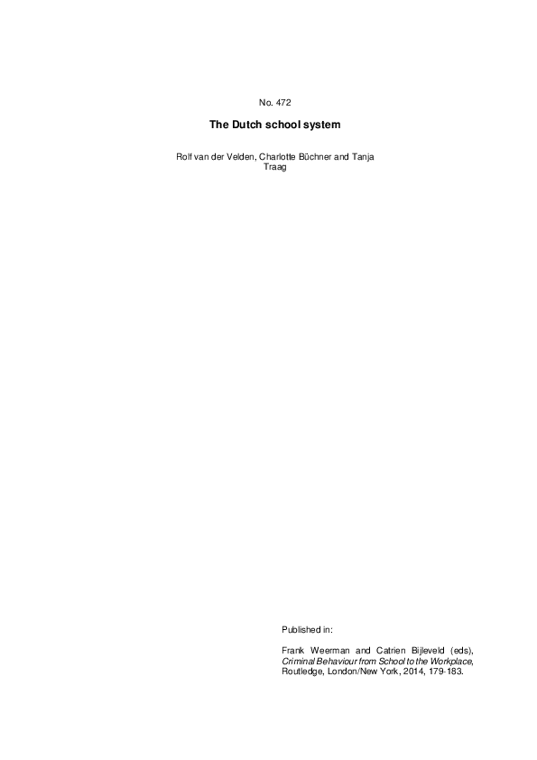 (PDF) The Dutch School system