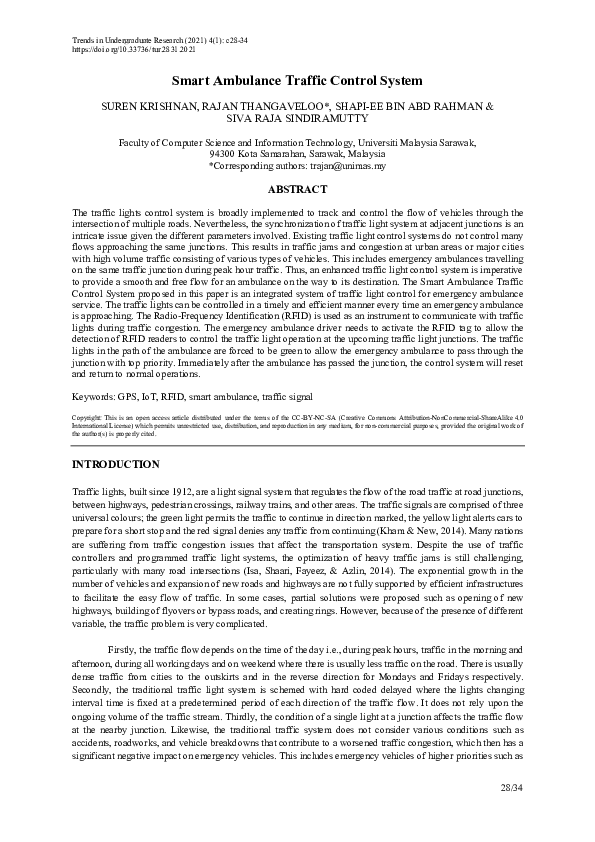 (PDF) Smart Ambulance Traffic Control System
