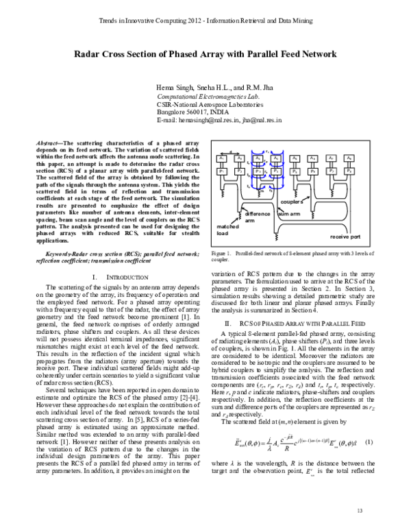(PDF) Radar Cross Section of Phased Array with Parallel Feed Network