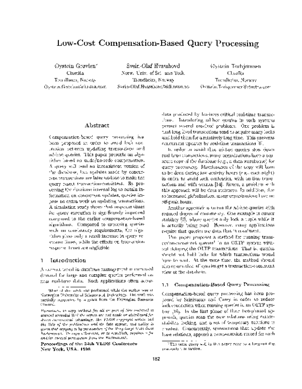 (PDF) Low-Cost Compensation-Based Query Processing