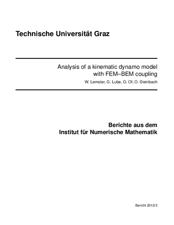 (PDF) Analysis of a kinematic dynamo model with FEM-BEM coupling