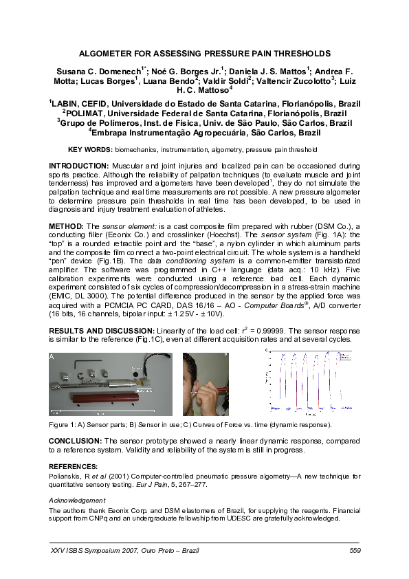 (PDF) Algometer for Assessing Pressure Pain Thresholds | Daniela Mattos ...