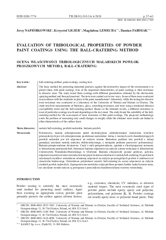 (PDF) Evaluation of Tribological Properties of Powder Paint Coatings ...
