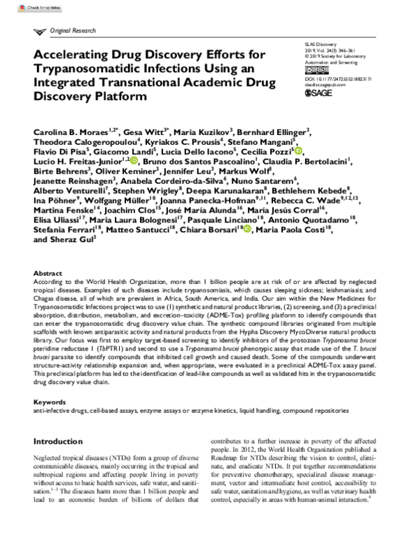 (PDF) Accelerating Drug Discovery Efforts for Trypanosomatidic Infections Using an Integrated ...