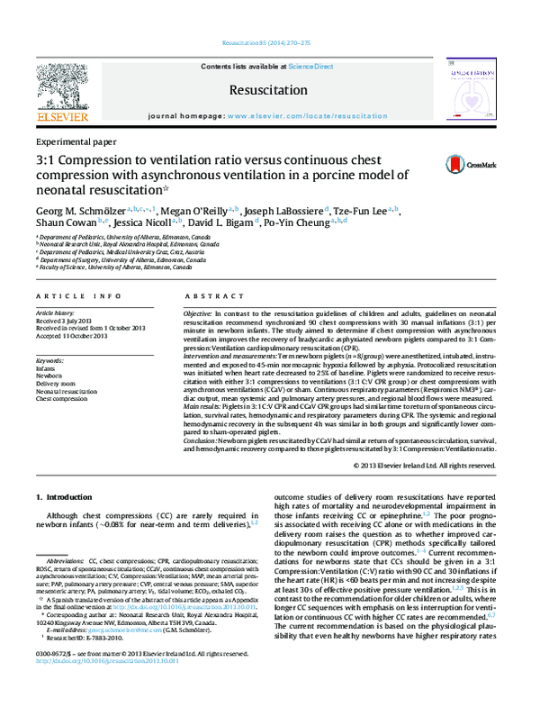 (PDF) 3:1 Compression to ventilation ratio versus continuous chest ...
