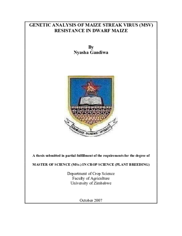 (PDF) Genetic analysis of Maize Streak Virus (MSV) resistance in dwarf ...