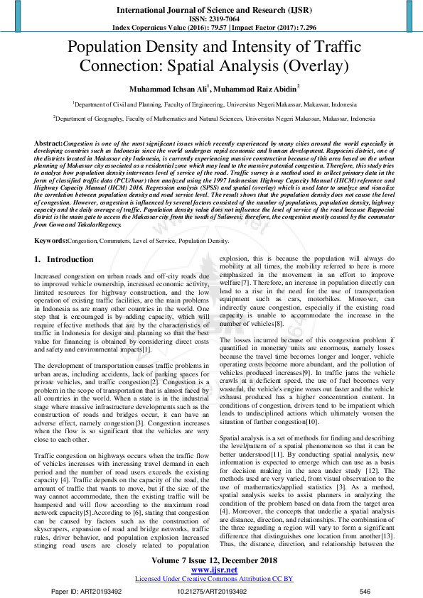 (PDF) Population Density and Intensity of Traffic Connection: Spatial ...