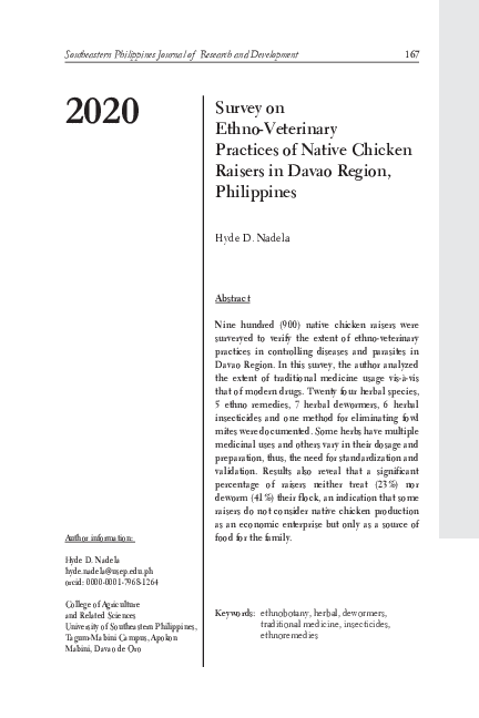 (PDF) Survey on Ethno-Veterinary Practices of Native Chicken Raisers in ...