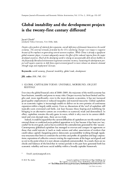 (PDF) Global instability and the development project: is the twenty ...