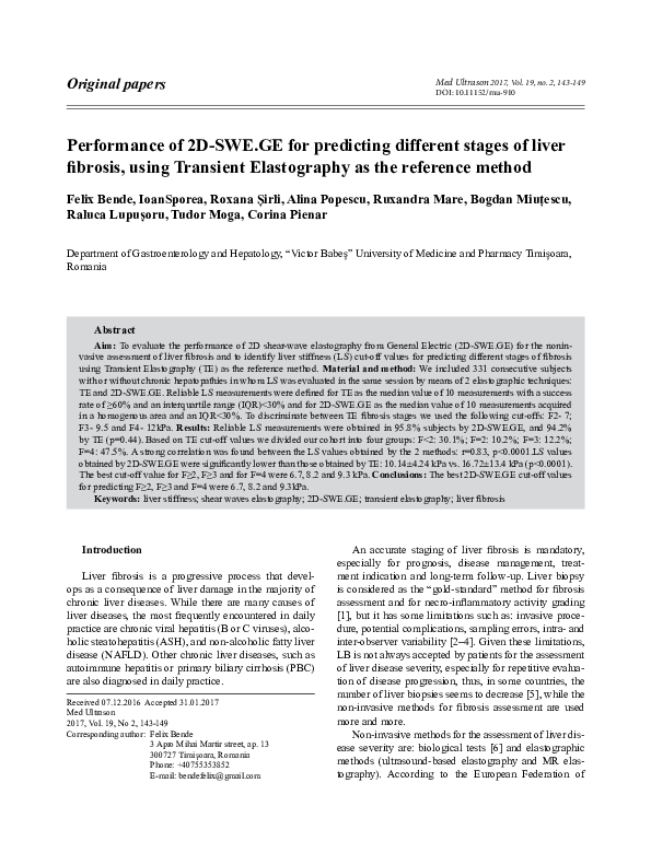 (PDF) Performance of 2D-SWE.GE for predicting different stages of liver ...