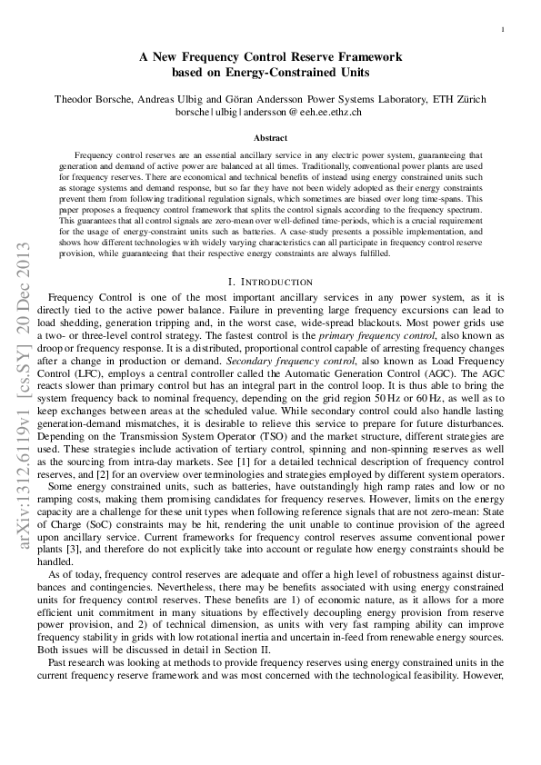 (PDF) A new frequency control reserve framework based on energy ...