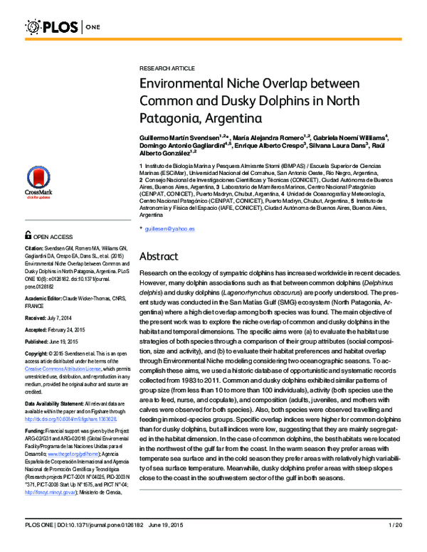 (PDF) Environmental Niche Overlap between Common and Dusky Dolphins in ...
